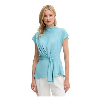 Karl Lagerfeld Femme, Blouses et Chemises, Bleu, Taille: 38 FR Top asym&eacute;trique drap&eacute;