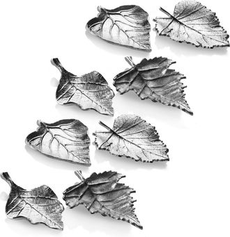 Com-Four 8X Deko-Untersetzer im Blatt-Design - dekorative Teelichthalter aus Metall - Moderne Flache Schalen als Deko und Teelichtst&auml;nder - Dekoschale [Auswahl