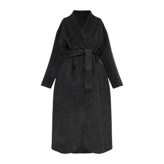 Emporio Armani Zweireihiger Mantel mit G&uuml;rtel - - Coats - Damen - Schwarzk - 2XS