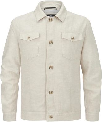 Milestone Sommerliche Hemdjacke aus Leinen-Baumwollmischung - - Jackets - Herren - Wei&szlig; - 3XL
