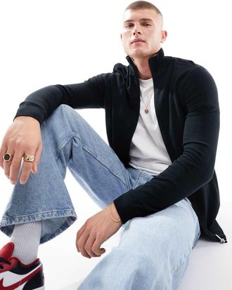 Selected Pull zipp&eacute; en maille - Noir