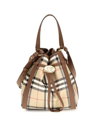 Burberry Womens Bucket Bag Mini Check Archive Beige Calf Leather (bos Taurus)