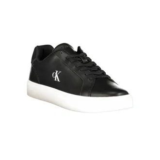 Calvin Klein Logo-Print Leather Sneaker - Black