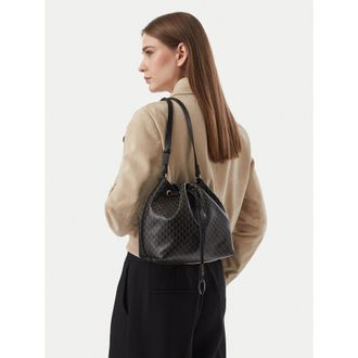 Calvin Klein Handtasche Calvin Klein Emblem Aop Drawstring Bucket LV04F3785G Schwarz