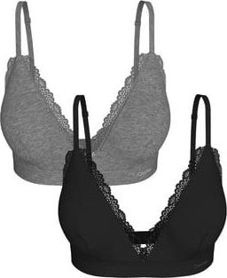 Calvin Klein Lot de 2 bralettes &agrave; dentelle en coton m&eacute;lang&eacute;