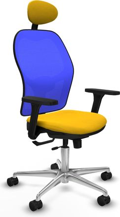 Piqueras y Crespo Ergonomischer Schreibtischstuhl mit 3D-Armen, h&ouml;henverstellbarer Lendenwirbelst&uuml;tze und festem Kopfteil, ausgestattet mit Syncro/Traslack und eingespr