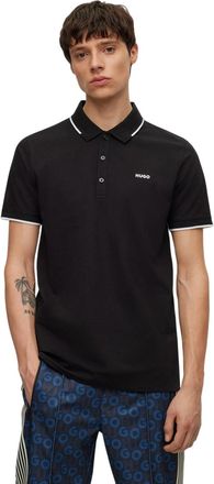 HUGO BOSS Hugo - Poloshirt f&uuml;r Herren, gerippt (Schwarz)