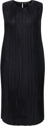 Ulla Popken Midikleid Plissee-Midikleid Rundhals &auml;rmellos