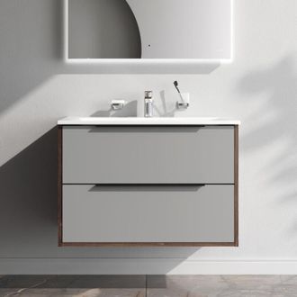 AM.PM Meuble de Salle de Bain avec lavabo suspendu Meuble Sous Vasque Graphite Mat avec 2 tiroirs 80 cm