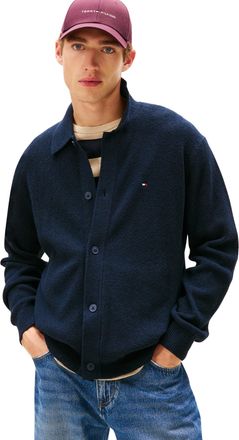Tommy Hilfiger Herren Strukturierte Polo Strickjacke MW0MW41546 Cardigan Sweater, Blau, S, Blau (Desert Sky), S