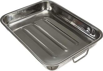 Krüger Krüger Edelstahl-Vierkantpfanne - rostfreie Edelstahl-Auflaufform für gesunde & fettarme Ernährung - spülmaschinengeeignet - ideal für Braten, Lasagne