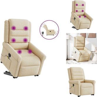 vidaXL Elektrischer Massagesessel mit Aufstehhilfe Creme Stoff - Massagesessel Mit Aufstehhilfe - Massagesessel - Relaxsessel - Sessel