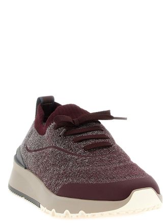 Brunello Cucinelli Mens Bordeaux Cotton Athletic Sneakers