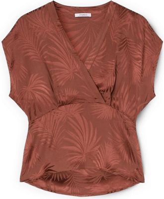 Motivi Femme, Blouses et Chemises, Brun, Taille: 38 FR Blouse Kimono en satin Jacquard