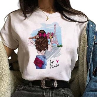 Keephen Chic Mode Filles Impression 3D T-Shirts pour Femmes Casual &Eacute;t&eacute; Manches Courtes Col Ras du Cou Pullover Blouse Tops