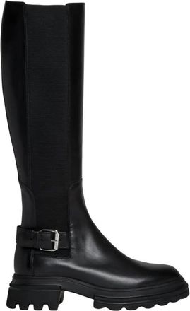 Hogan Stiefel - Black Leather Elastic Boot - Gr. 40 (EU) - in Schwarz - für Damen