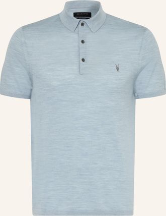 AllSaints Allsaints Strick-Poloshirt Mode Merino Aus Merinowolle blau