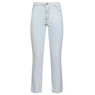 Ermanno Scervino Crop Slim Jeans mit besticktem Spitzendetail - - Jeans - Damen - Blau - 2XS