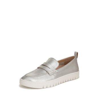 Vionic Womens Loafer Perfectly Packable Uptown Shoes with Arch Support Medium Fit, Silver Metallic Leather, 38.5 EU