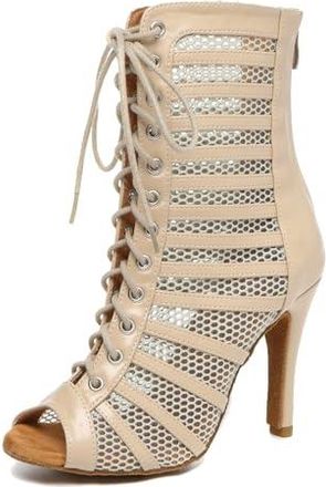 Minitoo Chaussures de danse latine pour femme - Chaussures de danse, C008 Nude 9 Talon 8 cm, 43.5 EU