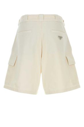 Prada Mens Denim Bermuda Shorts White Cotton Bermudas