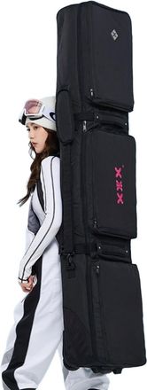 Generic Skitasche Mit Rollen - Flugreise-Snowboardtaschen Gepolsterte Snowboardtasche Passend F&uuml;r Ski Und Skischuhe, Bietet Platz F&uuml;r 2 Paar Ski,Black d
