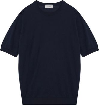 John Smedley Homme, Tops, Bleu, Taille: S T-shirt col rond &agrave; manches courtes