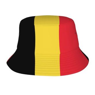 Generic Chapeau De Godet Image du Drapeau Belge Chapeau De Plage &Agrave; Large Bord Pliable Bonnet De Soleil, pour De P&ecirc;che, Plage, Chasse, 56-58cm