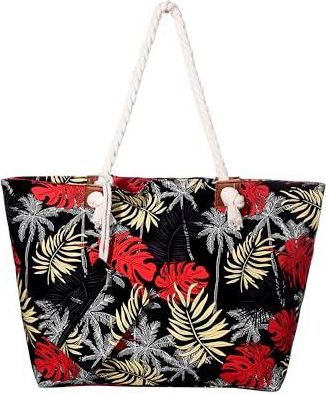 DonDon Grand sac de plage hydrofuge avec fermeture &agrave; glissi&egrave;re Sac shopping &agrave; bandouli&egrave;re R&ecirc;ve des Mers du Sud