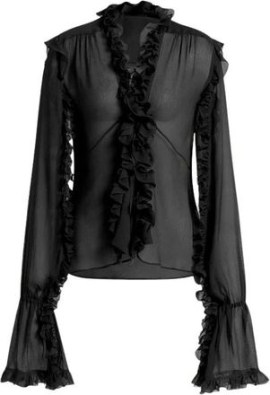 Alberta Ferretti Femme, Blouses et Chemises, Noir, Taille: 40 FR Chemisier &agrave; volants en georgette de soie