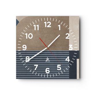 Arttor Modern Wanduhr Minimalismus Abstraktion St&uuml;ck 40x40cm Quadrat Gro&szlig; Wand Uhr Glas Analog Zimmeruhren K&uuml;che B&uuml;ro Wohnzimmer Glasuhr Wall Clock Dekoratio