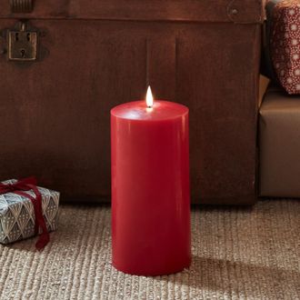 Lights4fun 20cm LED TruGlow Kerze Rot Kerze mit Timer Kerzen mit Batterie und Timerfunktion
