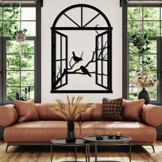 Generic Schwarze Vogel-AST-Wanddeko aus Metall f&uuml;rs Fenster, rustikale Vintage-Wanddeko im Landhausstil, Moderne Skulptur mit Vogel-AST-Motiv f&uuml;r Wohnzimmer u