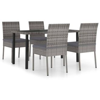 vidaXL Vidaxl - Ensemble &agrave; manger de jardin 5 pcs R&eacute;sine tress&eacute;e Gris