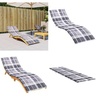 vidaXL Vidaxl - Sonnenliegen-Auflage Grau Karomuster 200x70x3 cm Oxford-Gewebe - Gartenliege Auflagen - Oxford Stoff - Sonnenschutz - Wasserabweisendes