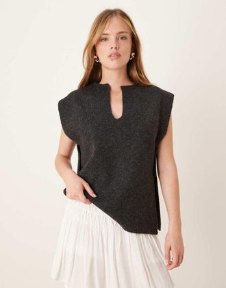 Pretty Lavish Débardeur style tabard en maille - Gris anthracite