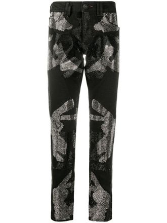 Philipp Plein Gerade Jeans mit Camouflage-Print - Schwarz
