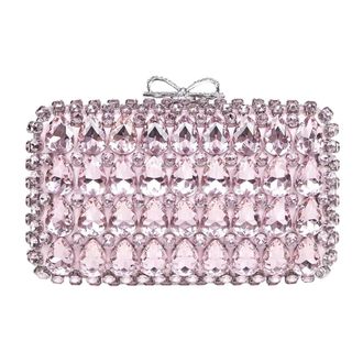 Self Portrait Femme, Sacs, Rose, Taille: ONE Size Pochette du soir en satin orn&eacute;e de cristaux