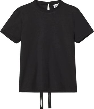 Lanvin Femme, Tops, Noir, Taille: 42 FR T-shirt en coton avec d&eacute;tail de ruban