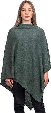 DALLE PIANE CASHMERE Poncho aus 100% Kaschmir - Made in Italy - f&uuml;r Frau, Farbe: Salbeigr&uuml;n, Einheitsgr&ouml;&szlig;e
