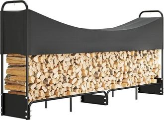 OUTSUNNY Range bûches extérieur 260 x 38 x 118 cm, abri bois de chauffage avec couverture imperméable 600D Oxford charge 300 kg, porte-bûches pour cheminée idé