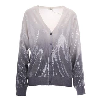 Liu Jo Femme, Pulls, Gris, Taille: 38 FR Cardigan col en V avec fermeture boutonn&eacute;e
