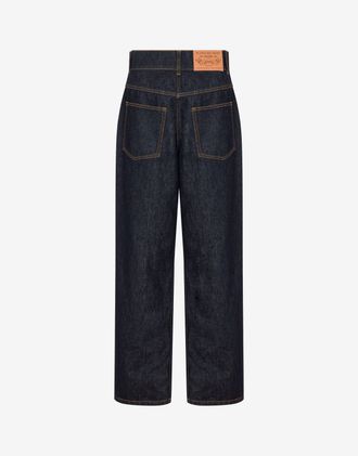 Moschino Pantalon en denim de coton bleu - Bleu