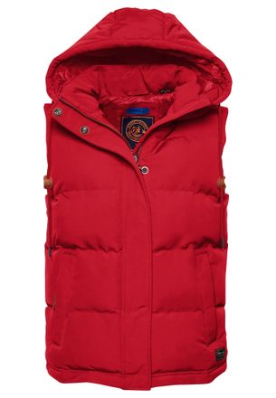 Superdry Damen Everest Steppweste mit Kapuze Hohes Risiko Rot 40
