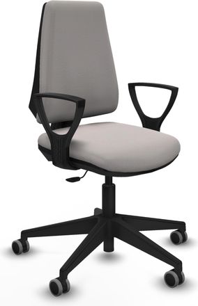 Piqueras y Crespo Elche Drehstuhl, wei&szlig;, mit festen Armlehnen, ausgestattet mit Permanentkontakt und Schneideschaum, mit 65 mm Rollen, Parkett, Wei&szlig;