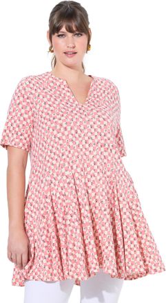 Ulla Popken Damen große Größen Übergrößen Plus Size T-Shirt, Tunika-Ausschnitt, Halbarm, Biobaumwolle Amaryllis 42+ 836989527-42+