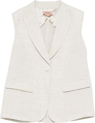 Twinset Femme, Vestes, Beige, Taille: 40 FR Gilet crois&eacute; &agrave; poches &agrave; rabat
