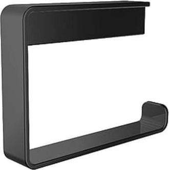 Emco Loft Toilettenpapierhalter zur Wandmontage, moderner Papierhalter ohne Deckel, hochwertiger Papierhalter aus Aluminium, schwarz matt