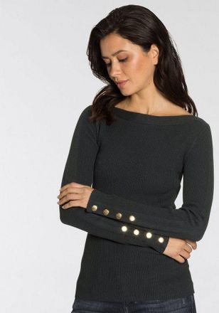 Melrose Strickpullover aus Rippqualit&auml;t mit Kn&ouml;pfen