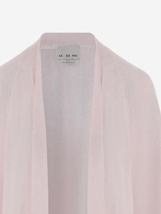 SA SU PHI Womens Long Open Cashmere And Silk Knit Pink Knitwear Sweater